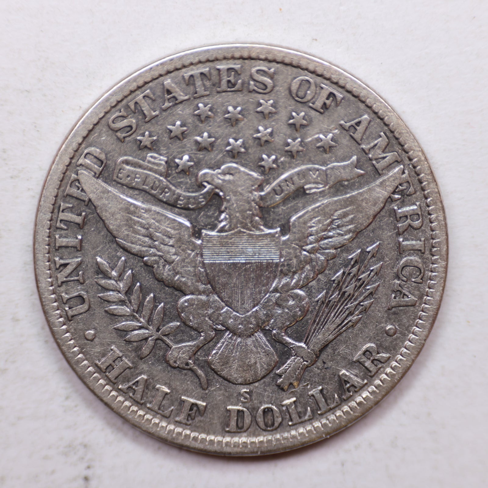 1913-S Barber Silver Half Dollar, Fine Detailed Circulated Coin, Store