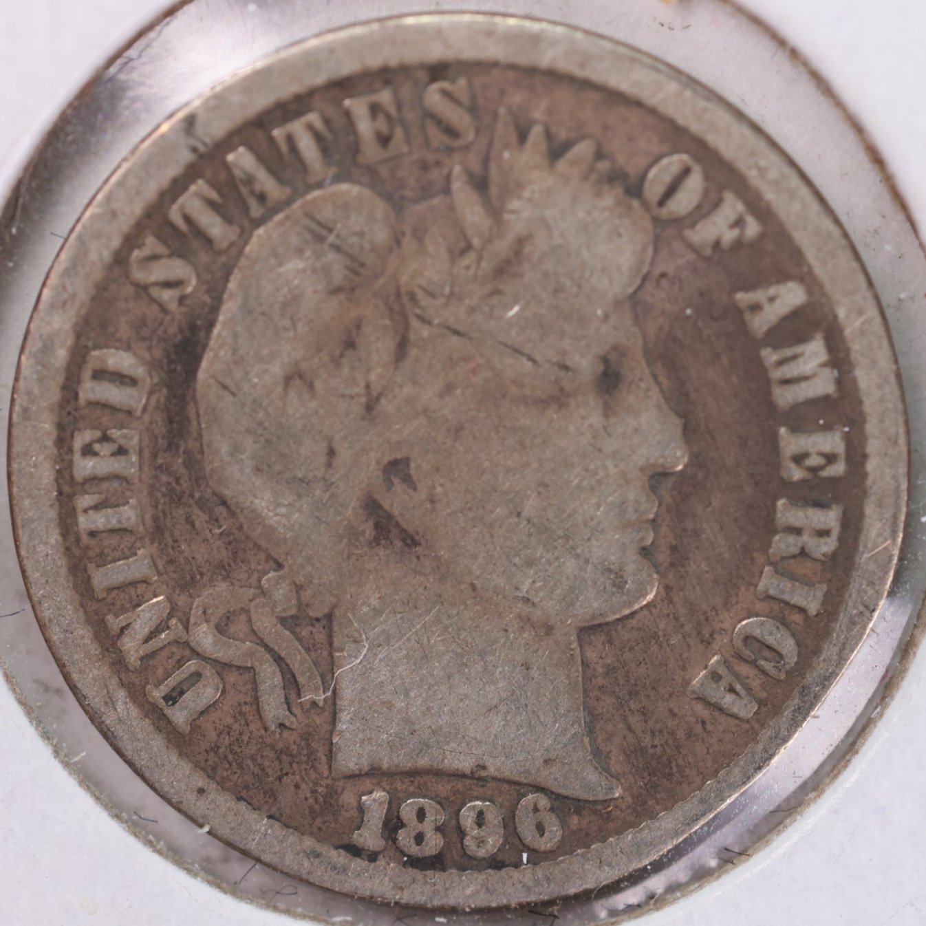 1896 Barber Silver Dime., Very Good+ Circulated Coin., Store #d896.01