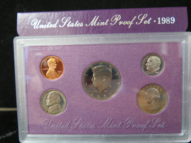 1989 Proof Set, 5 Coin Proof Set, Encased in Original Government Packa